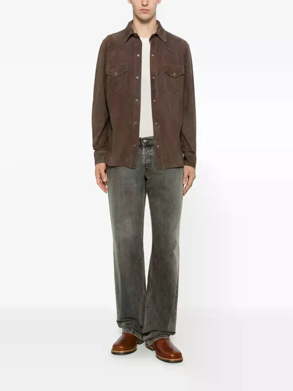 Eleventy Suede Flap-pocket Shirt