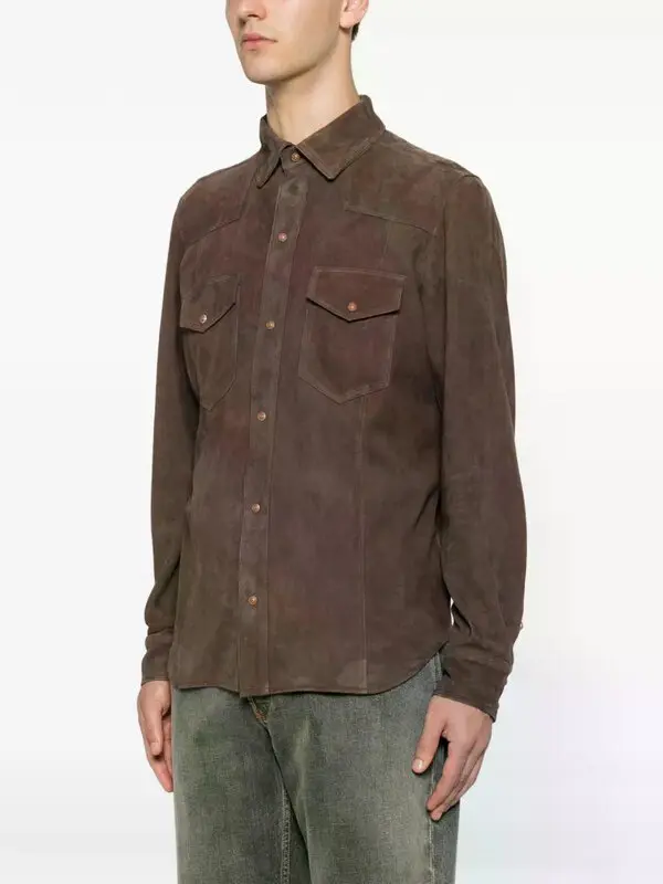 Eleventy Suede Flap-pocket Shirt