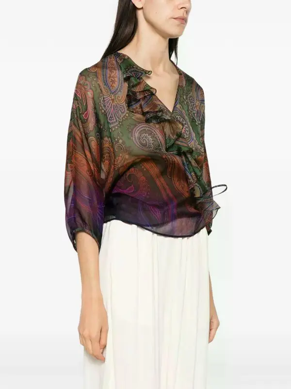 Etro Paisley Print Ruffled Blouse