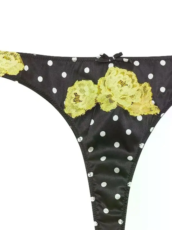 FLEUR DU MAL Juliet Polka-dot Lace-appliqué Thong