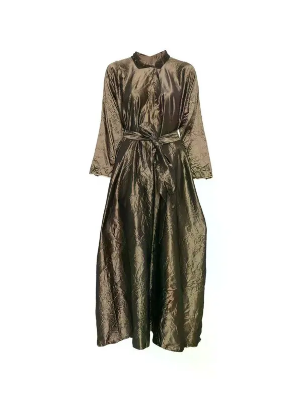 DANIELA GREGIS Crinkled Finish Maxi Dress - Brown