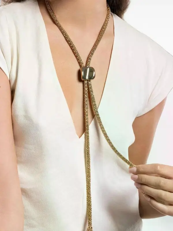Gas Bijoux Tone Brass Biwa Necklace - Gold