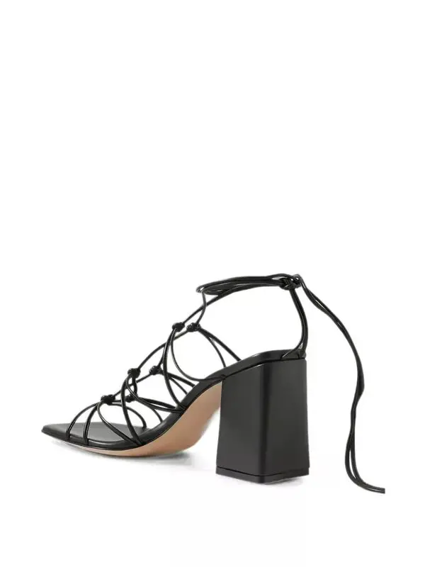 GIANVITO ROSSI Minas Knotted Leather Sandals - Black