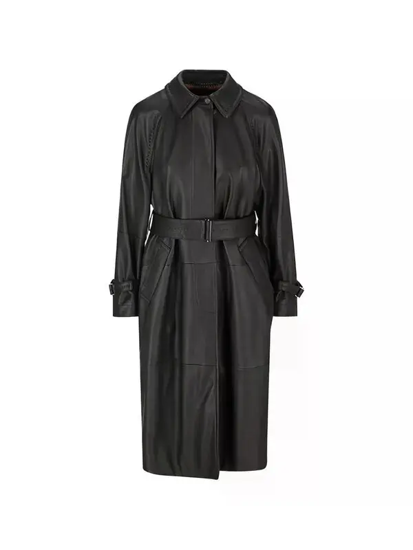 Max Mara Belted Leather Coat