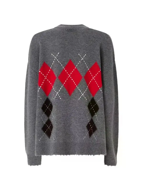 Pinko Argyle-pattern Distressed Cardigan