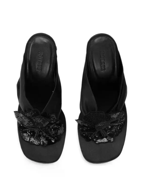 ROTATE BY BIRGER CHRISTENSEN Satin Embellished Floral High Heel Sandals