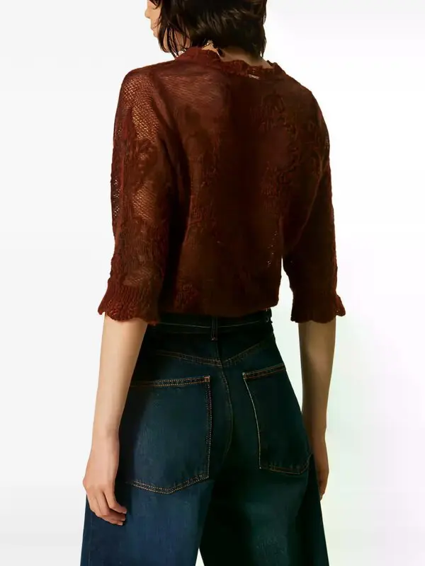 TWINSET Jacquard Alpaca Blend Jumper With Scalloped Edge - Brown