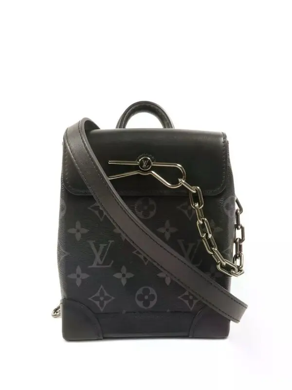 LOUIS VUITTON Nano Steamer Monogram Eclipse Shoulder Bag - Black