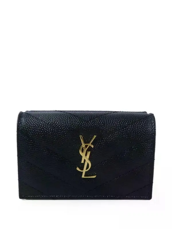 Saint Laurent Cassandre Quilted Wallet - Black