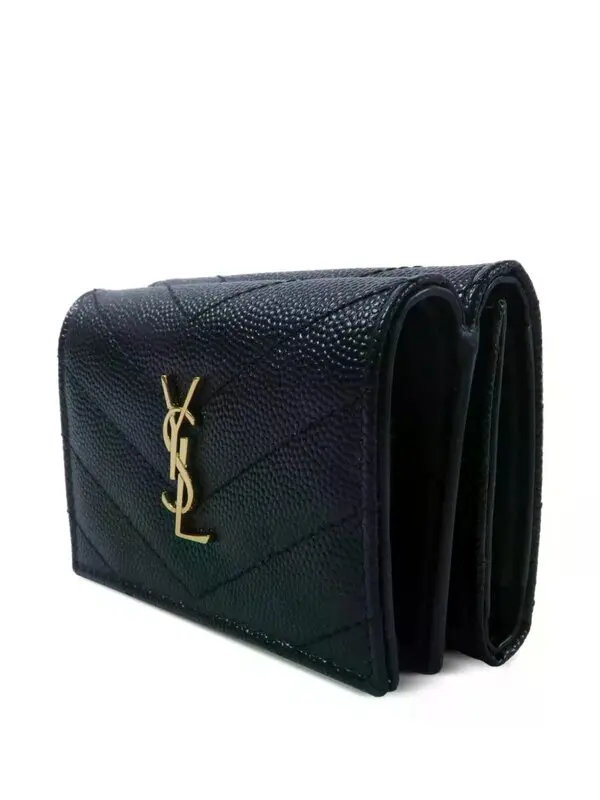 Saint Laurent Cassandre Quilted Wallet - Black