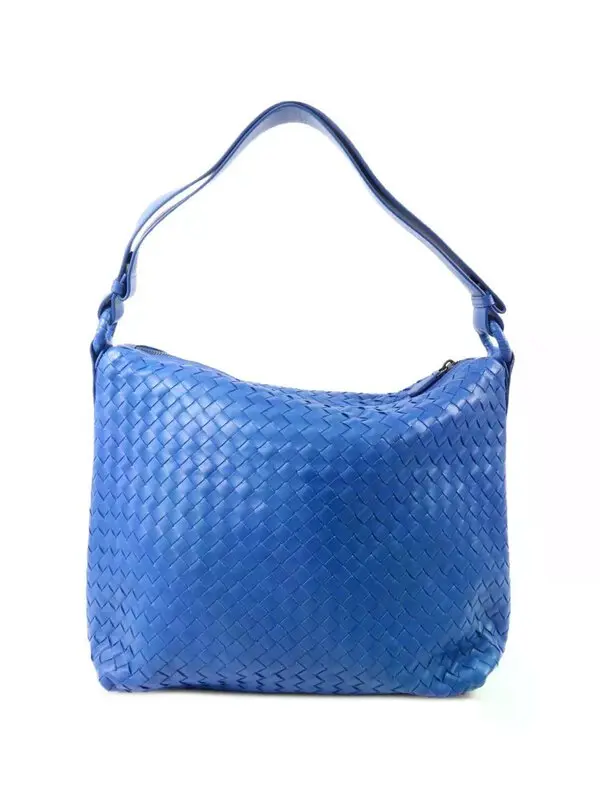 Bottega Veneta Intrecciato Leather Shoulder Bag - Blue