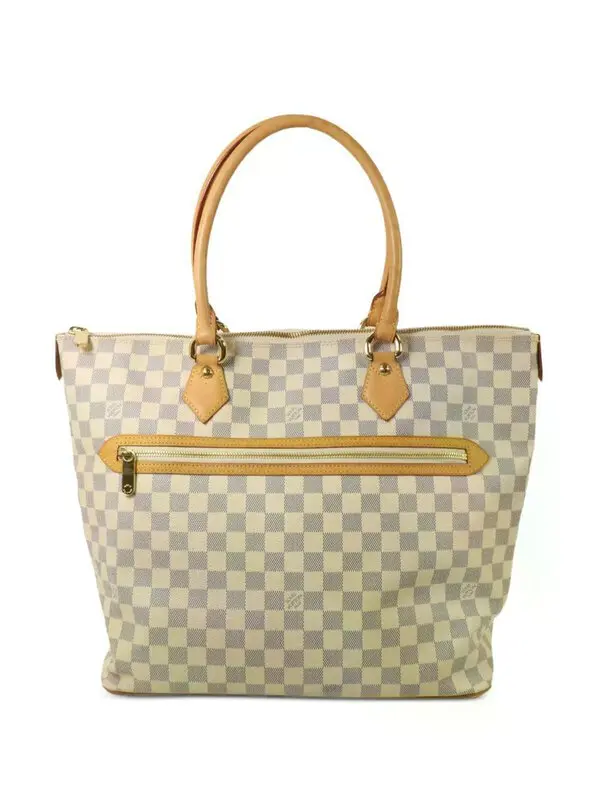 LOUIS VUITTON Damier Azur Saleya Gm Tote Bag - White