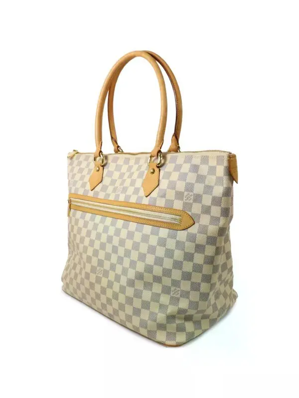 LOUIS VUITTON Damier Azur Saleya Gm Tote Bag - White