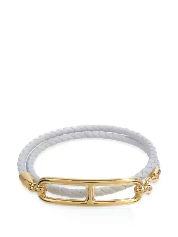 Hermès Roulis Double Tour Bracelet In Blue Vaux Swift Leather - Gold