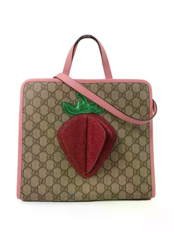 Gucci Strawberry-motif Gg Canvas Tote Bag