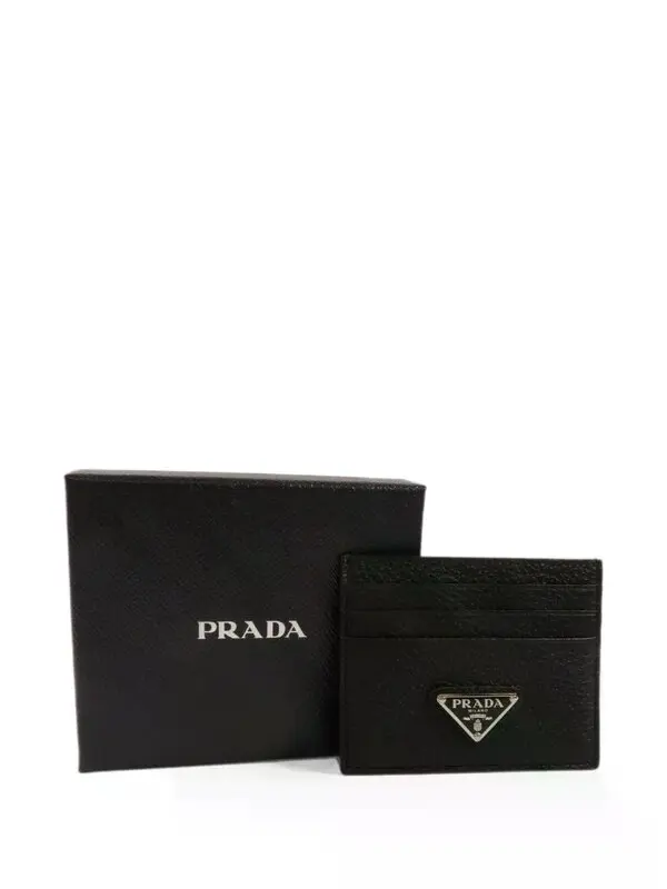 Prada Enamelled Triangle Logo Card Holder