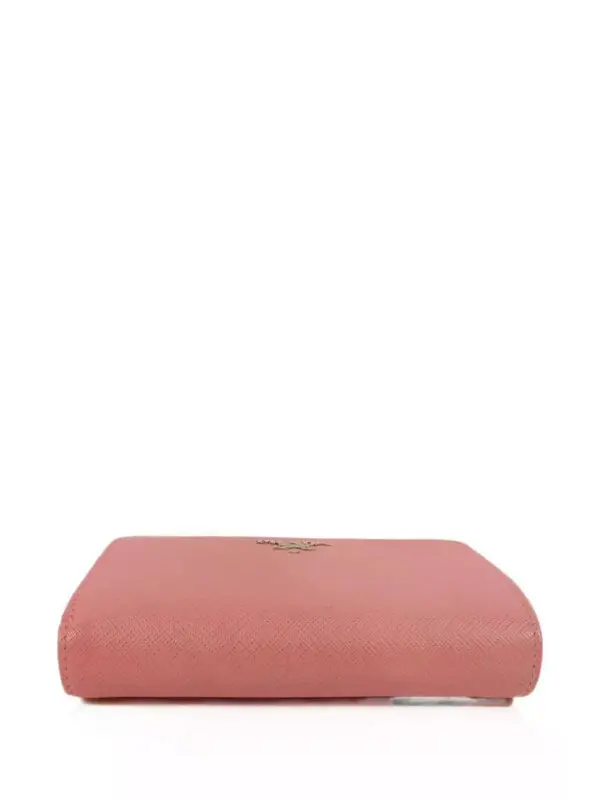 Prada Logo-detail Bi-fold Zipper Wallet - Pink