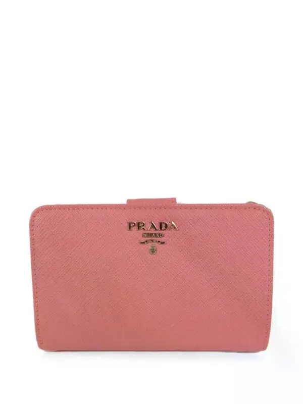 Prada Logo-detail Bi-fold Zipper Wallet - Pink