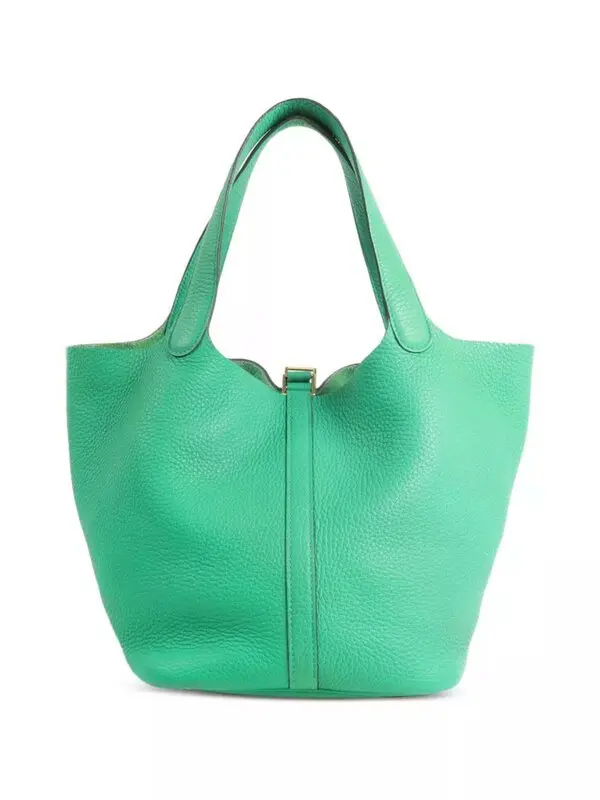 Hermès Taurillon Clemence Mm Picotin Tote Bag - Green