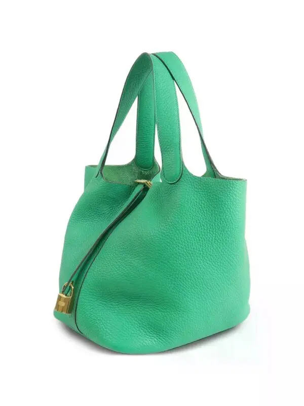 Hermès Taurillon Clemence Mm Picotin Tote Bag - Green