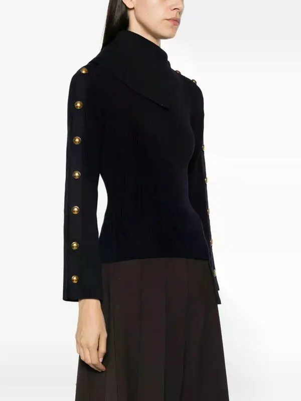 Elisabetta Franchi Button-embellished Ribbed-knit Sweater