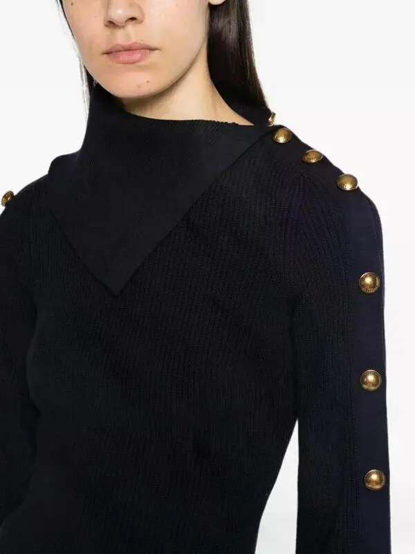 Elisabetta Franchi Button-embellished Ribbed-knit Sweater