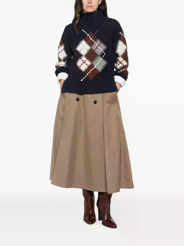 ERMANNO FIRENZE Argyle Knit High-neck Sweater