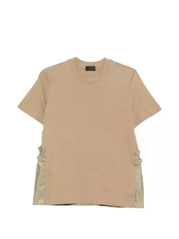 Moncler Ruffled Logo-patch T-shirt - Neutrals