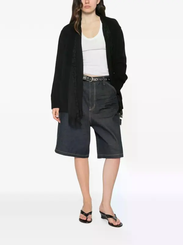 ERMANNO FIRENZE Lace Trimmed Button-up Cardigan - Black