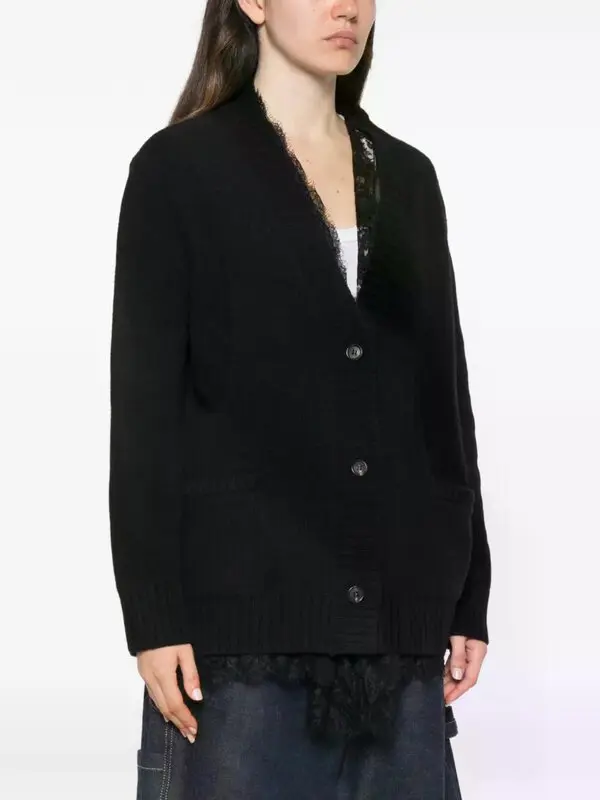 ERMANNO FIRENZE Lace Trimmed Button-up Cardigan