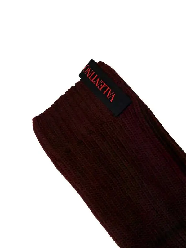 Valentino Garavani Ribbed-knit Logo-tag Socks - Red