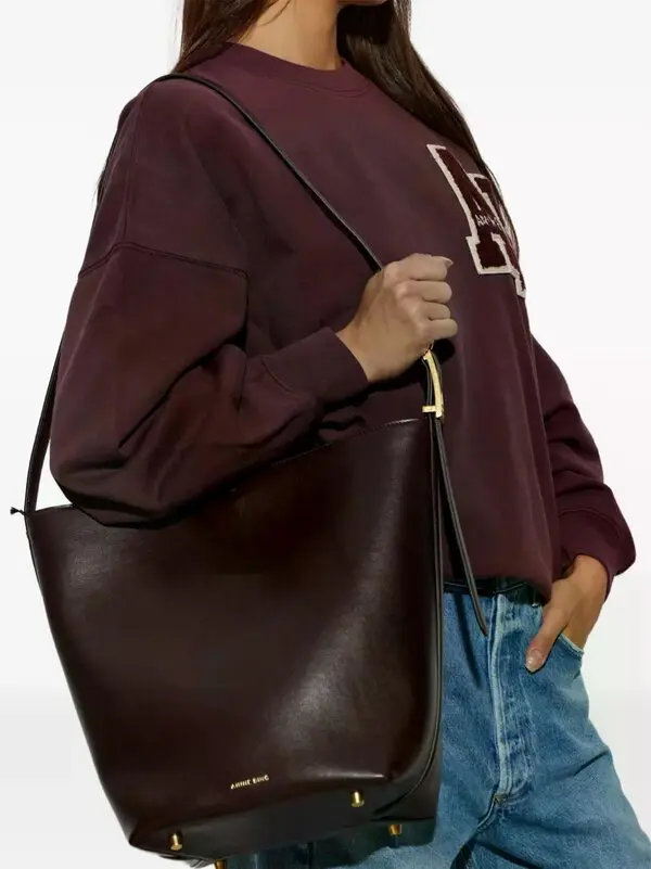 ANINE BING Elly Leather Bucket Bag - Brown