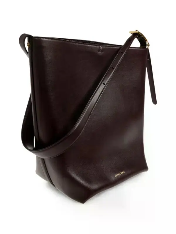 ANINE BING Elly Leather Bucket Bag - Brown