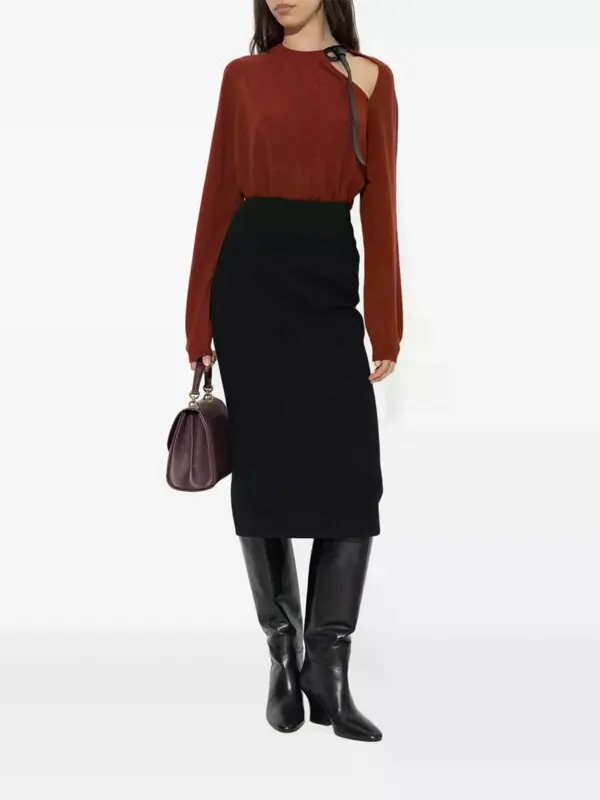 FERRAGAMO Leather-appliqué Cut-out Sweater
