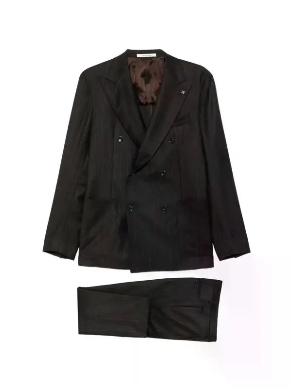 Tagliatore Stripe-pattern Double-breasted Suit - Black
