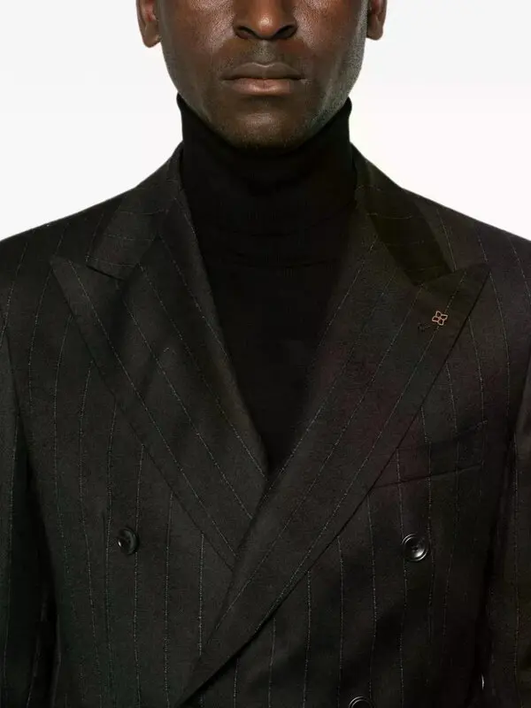 Tagliatore Stripe-pattern Double-breasted Suit - Black