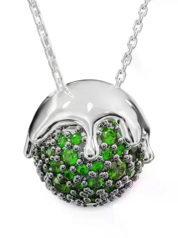 SAPFIRA Sterling Pavé-set Chrome Diopside Pendant Necklace