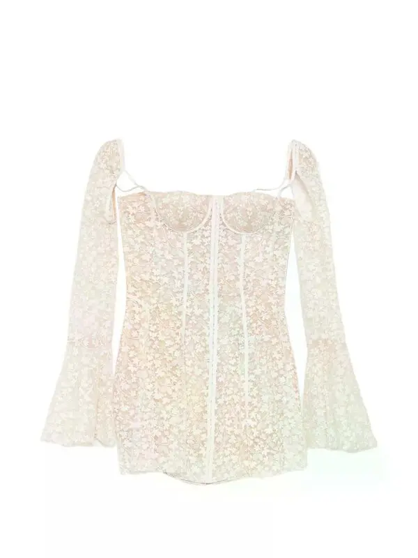 MONTSAND Jaliyah Dress Lace Overlay Bell Sleeve Corset Dress