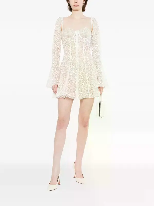 MONTSAND Jaliyah Dress Lace Overlay Bell Sleeve Corset Dress