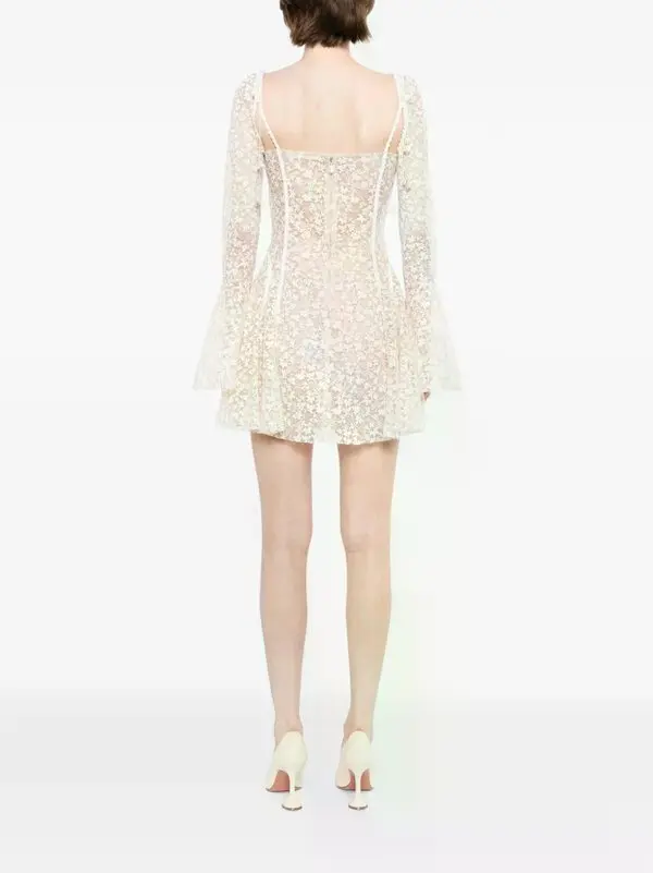 MONTSAND Jaliyah Dress Lace Overlay Bell Sleeve Corset Dress