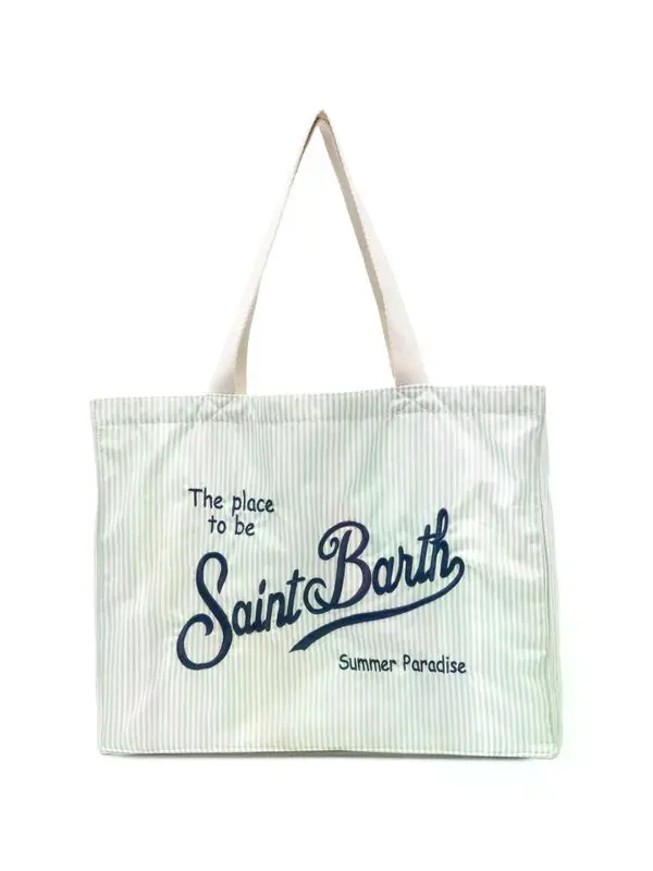 MC2 SAINT BARTH Essential Logo-embroidered Striped Tote Bag - Green