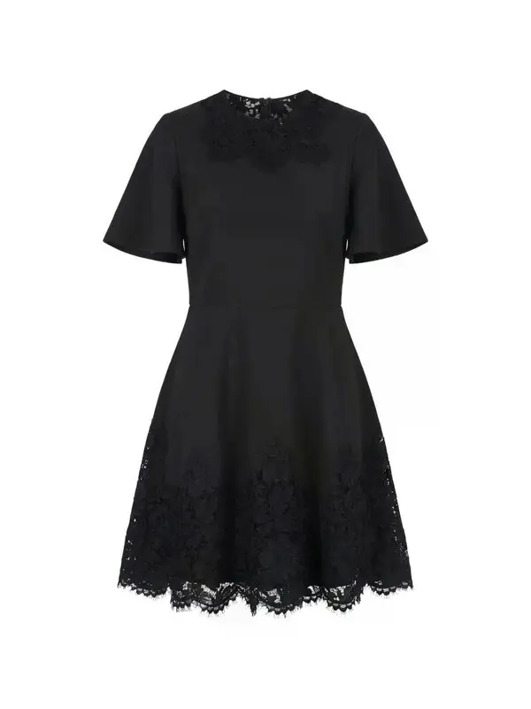 Valentino Garavani Lace-trimmed Flared Dress - Black