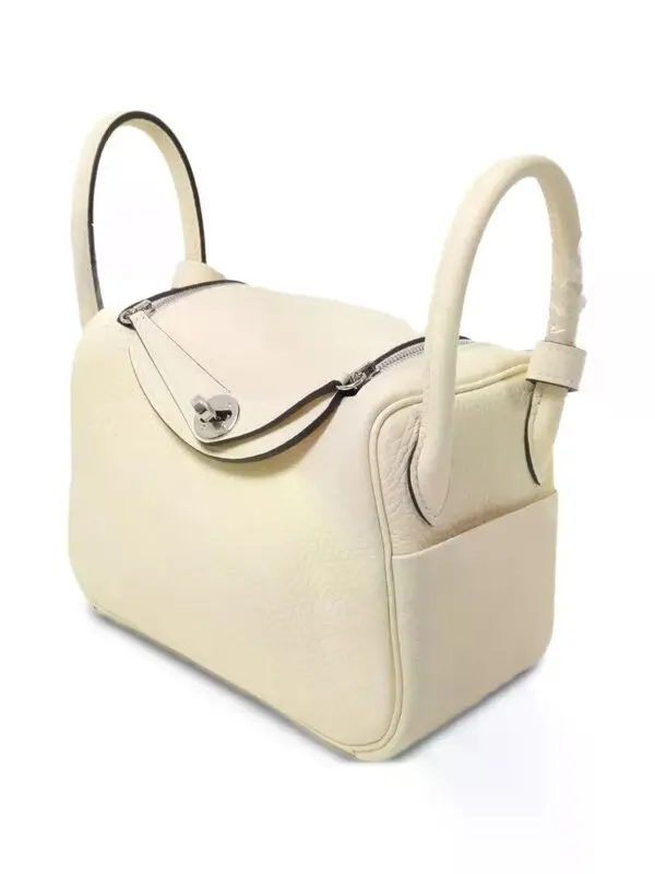 Hermès 2026 Mini Lindy Leather Tote Bag - White