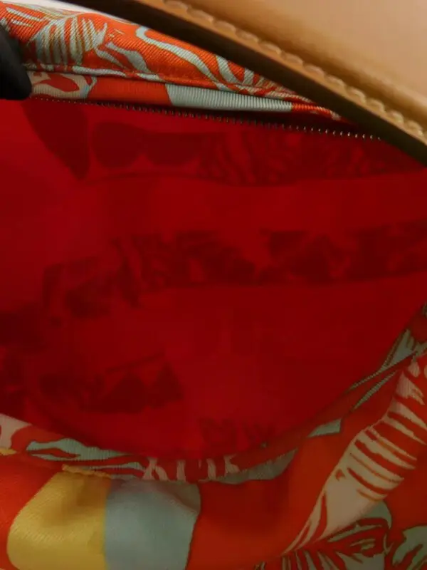Hermès Balusoie Silk Graphic Print Calf Leather Handbag