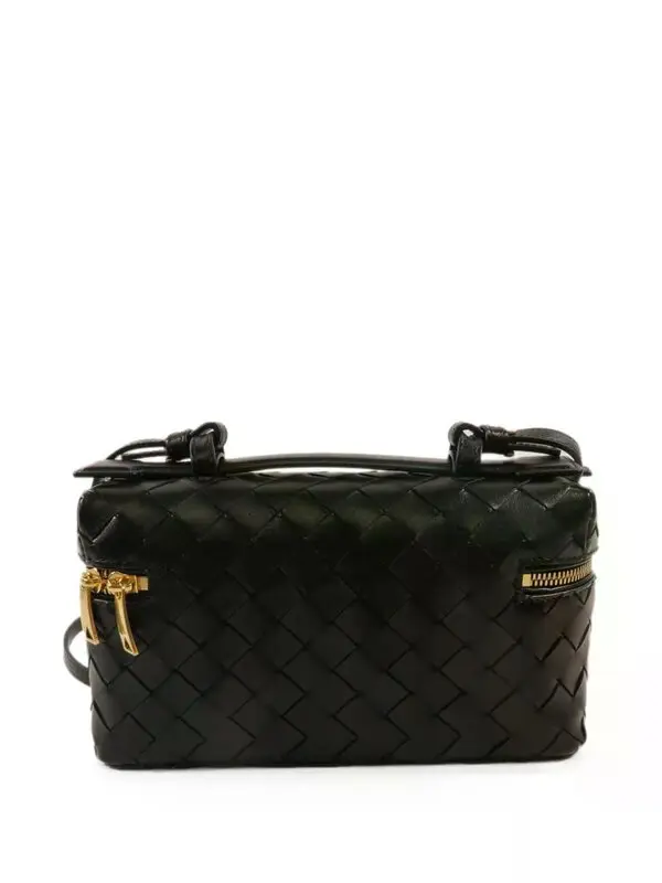 Bottega Veneta Intrecciato Leather Messenger Bag - Black