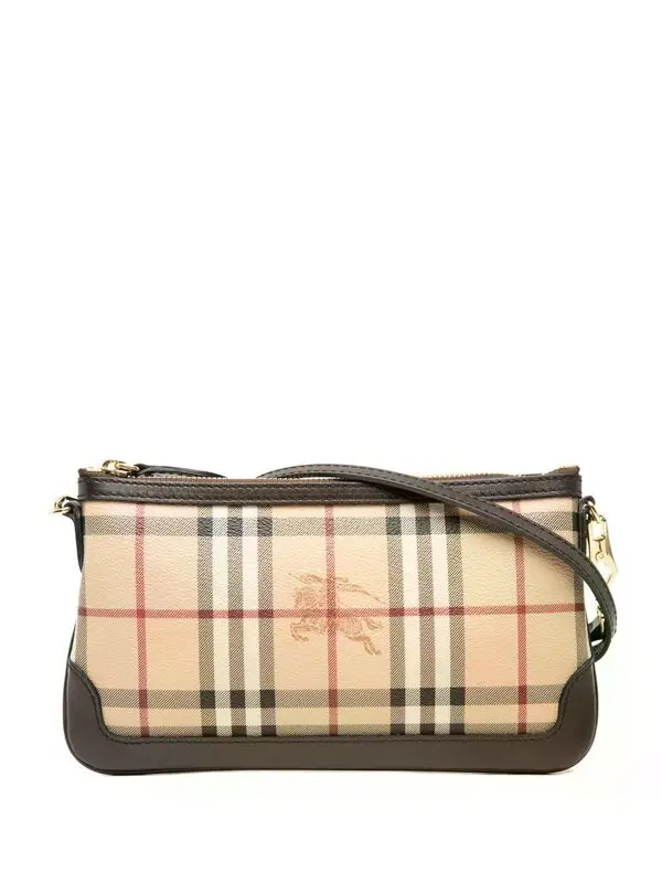 Burberry 2000-2017 Haymarket Check Coated Canvas Peyton Crossbody Bag - Neutrals