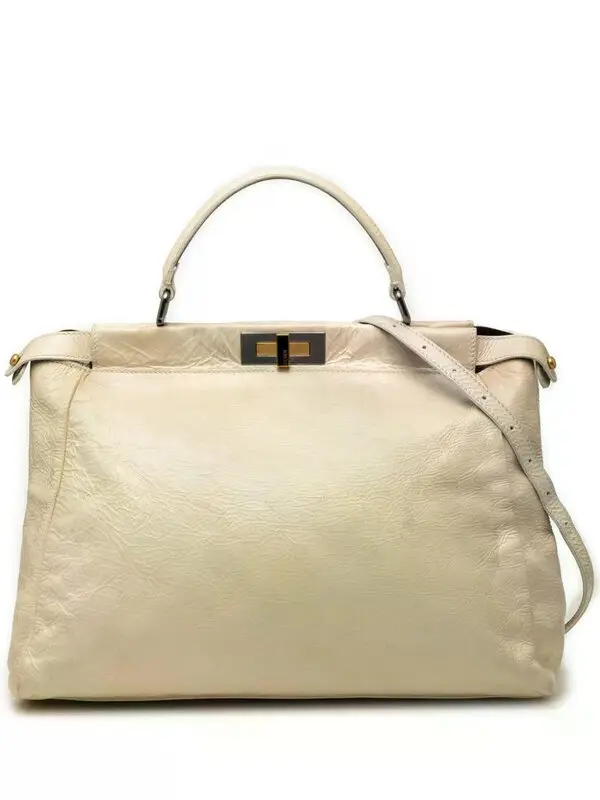 Fendi 2000-2010 Large Leather Peekaboo Iconic Satchel - Brown
