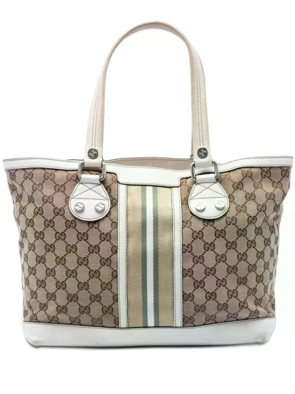 Gucci Gg Canvas Web Tote Bag - Neutrals