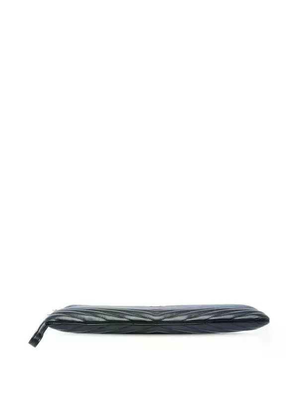 Saint Laurent 2023 Chevron Calfskin Monogram Tablet Pouch Clutch Bag