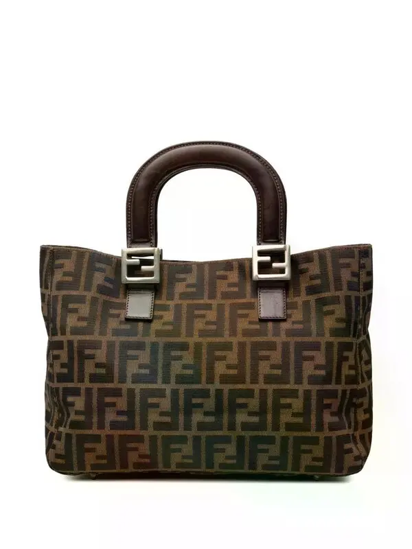 Fendi 2000-2010 Small Zucca Canvas Twins Tote Bag - Brown